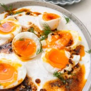 Turkish Inspired Eggs – Cilbir - Cook With Dana